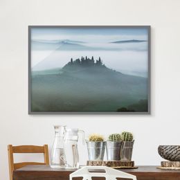 Bilderwelten Bild mit Rahmen Bauernhaus im Nebel
