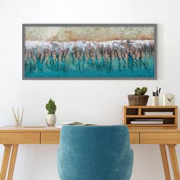 Bilderwelten Bild mit Rahmen Welle am Strand