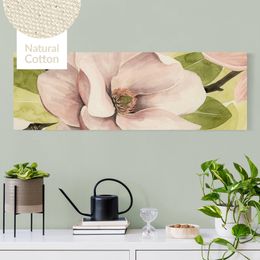 Bilderwelten Leinwandbild - Panorama Magnolie err&ouml;tet I