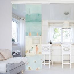 Bilderwelten Schiebegardine Strand modern Klett oder Keder pastell - Sandbank im Meer I - Landschaft Schiebevorhang Wohnzimmer Schlafzimmer