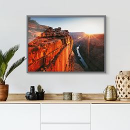 Bilderwelten Bild mit Rahmen Sonne im Grand Canyon