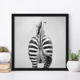 Bilderwelten Bild mit Rahmen Zebra von hinten Schwarz Wei&szlig;
