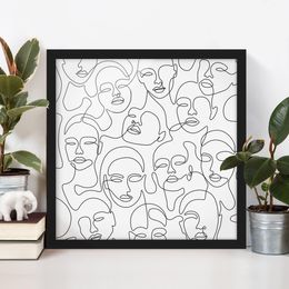 Bilderwelten Bild mit Rahmen Line Art - Girls Crowd