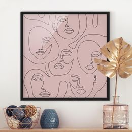 Bilderwelten Bild mit Rahmen Line Art - Beauty Portraits in Blush Rose