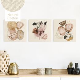 Bilderwelten Leinwandbild originell modern Aquarell beige - Japandi Aquarell Formen Gold & Ros&eacute; - Wandbild XXL Wohnzimmer Schlafzimmer