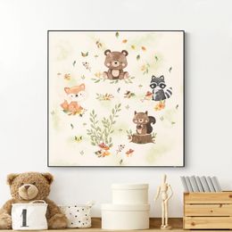 Wechselbild Waldtiere Herbst Fuchs B&auml;r Eichh&ouml;rnchen Waschb&auml;r