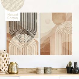 Bilderwelten 2-teiliges Leinwandbild - mehrteilige Wandbilder - Bildergalerie Bilderwand Geometrische Formen - Regenbogen Abstrakt Modern - Schlafzimmer Wohnzimmer