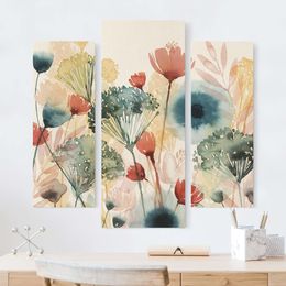 Bilderwelten Leinwandbild Blumen Landhaus Aquarell weiss - Wildblumen im Sommer I - Wandbild XXL Wohnzimmer Schlafzimmer