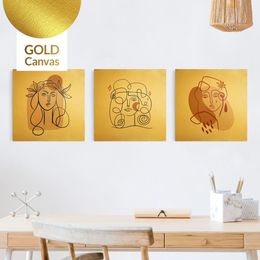 Bilderwelten Leinwandbild originell Abstrakt Kunstdruck beige - Picasso Interpretation - Die Musen - Wandbild XXL Wohnzimmer Schlafzimmer