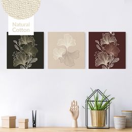 Bilderwelten 3-teiliges Leinwandbild - mehrteilige Wandbilder - Schlafzimmer Wohnzimmer - Bildergalerie - Bilderwand - Illustration Ginko Bl&auml;tter - modern XXL