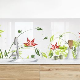 Bilderwelten Küchenrückwand selbstklebend grün Blumen modern - April - Wandfolie Spritzschutz nach Maß