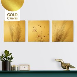 Bilderwelten Leinwandbild Blumen Tropisch Kunstdruck beige - Pampasgras und Cosmea - Gr&auml;ser XXL Wohnzimmer Schlafzimmer