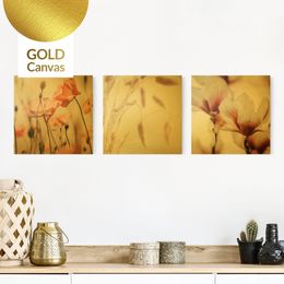 Bilderwelten Leinwandbild Blumen Tropisch Kunstdruck beige - Bl&uuml;ten im Sommerwind - Gr&auml;ser XXL Wohnzimmer Schlafzimmer