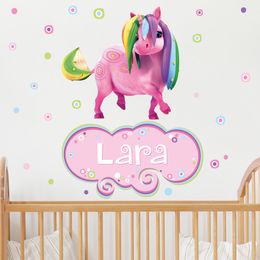 Wandtattoo Kinderzimmer M&auml;dchen Mia and me Regenbogen Ponycorn mit Name Wandsticker M&auml;dchenzimmer Wandaufkleber in S-XXL Einhorn Fee