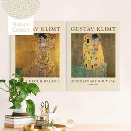 Bilderwelten Leinwandbild originell modern Kunstdruck gold - Gustav Klimt - Museumseditionen - Wandbild XXL Wohnzimmer Schlafzimmer