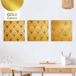 Bilderwelten Leinwandbild Vintage Kunstdruck gold - Die goldenen Zwanziger - Retro XXL Wohnzimmer Schlafzimmer