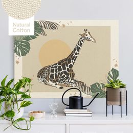 Bilderwelten Leinwandbild Safari Tiere - Giraffe im Sonnenuntergang