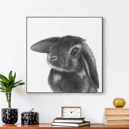Wechselbild Illustration Hase Schwarz Wei&szlig; Zeichnung