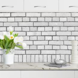 Bilderwelten K&uuml;chenr&uuml;ckwand Backstein Mauer Wei&szlig;