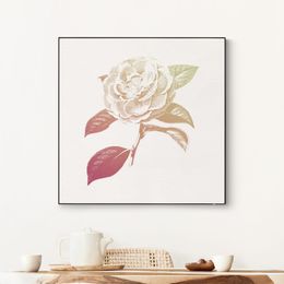 Wechselbild Modern Vintage Botanik Rose Rot Gr&uuml;n