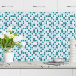 Bilderwelten Küchenrückwand selbstklebend türkis modern Fliesenoptik - Mosaikfliesen Türkis Blau - Wandfolie Spritzschutz nach Maß