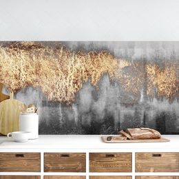 Bilderwelten K&uuml;chenr&uuml;ckwand Goldspuren in Aquarell