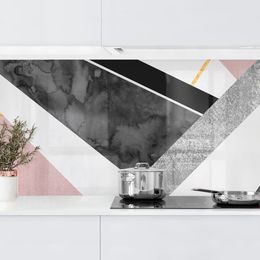 Schwarz Wei&szlig; Geometrie mit Gold