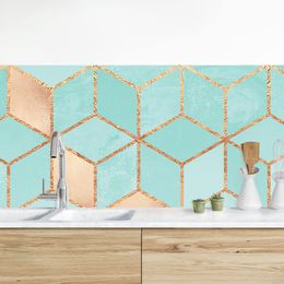 T&uuml;rkis Wei&szlig; goldene Geometrie