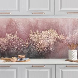 Bilderwelten Küchenrückwand selbstklebend rosa originell Abstrakt Aquarell - Goldene Dämmerung Rosa - Wandfolie Spritzschutz nach Maß