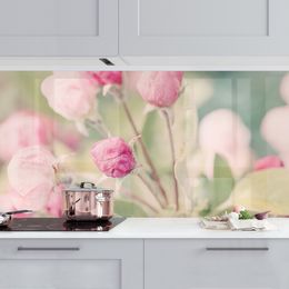 Bilderwelten Küchenrückwand selbstklebend rosa Blumen Motiv - Apfelblüte Bokeh rosa - Wandfolie Spritzschutz nach Maß