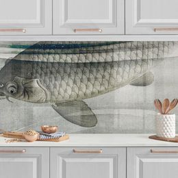 K&uuml;chenr&uuml;ckwand Vintage Illustration Asiatische Fische III