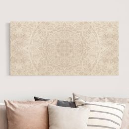 Bilderwelten Leinwandbild Mandala Aquarell Muster Ornament beige - Wandbild bis XXL Print Aquarell Muster Spirituell Wohnzimmer Schlafzimmer Beige