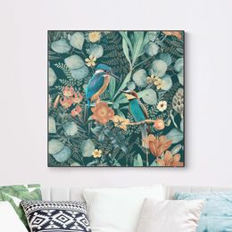 Wechselbild Blumenparadies Eisvogel und Kolibri