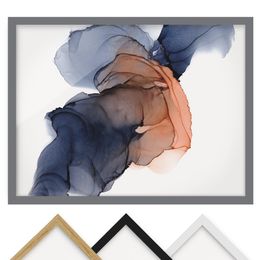 Bilderwelten Bild mit Rahmen Ozeantropfen Blau-Orange mit Gold