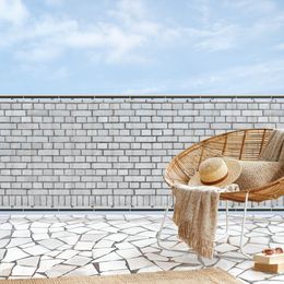 Bilderwelten Balkonsichtschutz nach Ma&szlig; bis 10 m weiss ohne Bohren Shabby Steinoptik Backstein Mauer Wei&szlig; - Backstein Balkon Gartenzaun