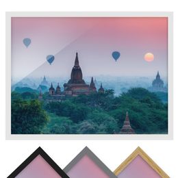 Bilderwelten Bild mit Rahmen Hei&szlig;luftballons &uuml;ber Tempelanlage