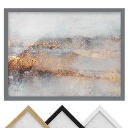 Bilderwelten Bild mit Rahmen Gold-Grauer Nebel