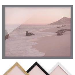 Bilderwelten Bild mit Rahmen Ros&eacute;goldener Strand