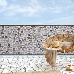 Bilderwelten Balkonsichtschutz nach Ma&szlig; bis 10 m braun ohne Bohren Motiv Steinoptik Andalusische Steinmauer - Beton Balkon Gartenzaun