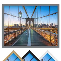 Bilderwelten Bild mit Rahmen Morgenblick von der Brooklyn Bridge