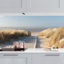 Bilderwelten Küchenrückwand selbstklebend beige Strand Motiv - Ostsee Strand - Landschaft Spritzschutz nach Maß