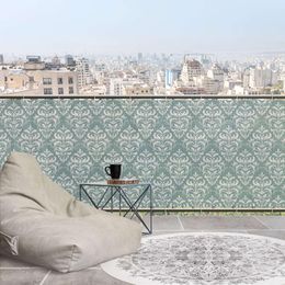 Bilderwelten Balkonsichtschutz nach Ma&szlig; bis 10 m pastell ohne Bohren Illustration Barock Damast mit Rahmen - Barock Balkon Gartenzaun