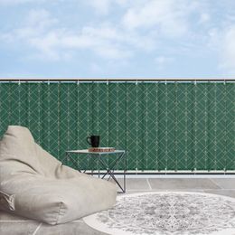 Bilderwelten Balkonsichtschutz nach Ma&szlig; bis 10 m gr&uuml;n ohne Bohren Vintage Art Deco Palme mit Bord&uuml;re - Geometrisch Balkon Gartenzaun