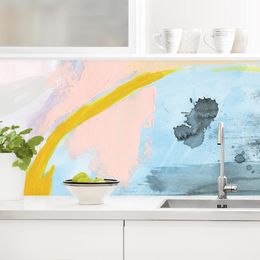 K&uuml;chenr&uuml;ckwand Abstrakt Verschwommener Tagesanbruch I