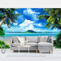 Bilderwelten Fototapete Strand Tropisch Wandtapete blau - Traumurlaub - Karibik Wohnzimmer Schlafzimmer