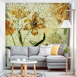 Bilderwelten Tapete - Fototapete Blumen - Vintage Grasses - Barock Shabby Vintage - Blumentapete - Schlafzimmer Wohnzimmer - auch selbstklebend