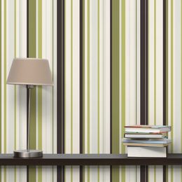 Bilderwelten Mustertapete Vliestapete modern Wandtapete einzigartig - No.TA103 Streifenmuster Gr&uuml;nt&ouml;ne - Retro Wohnzimmer Schlafzimmer
