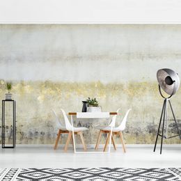 Bilderwelten Fototapete originell Abstrakt Wandtapete weiss - Goldene Farbfelder I - Deko Wohnzimmer Schlafzimmer