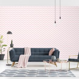 Bilderwelten Mustertapete Vliestapete modern Wandtapete rosa - No.YK37 ZickZack Muster Rosa - Geometrisch Kinderzimmer Baby M&auml;dchen Jungen