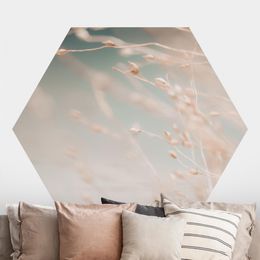 Bilderwelten Hexagon Tapete Blumen Landhaus Wandtapete rosa - Mein Miniaturgarten - Gr&auml;ser Wohnzimmer Schlafzimmer